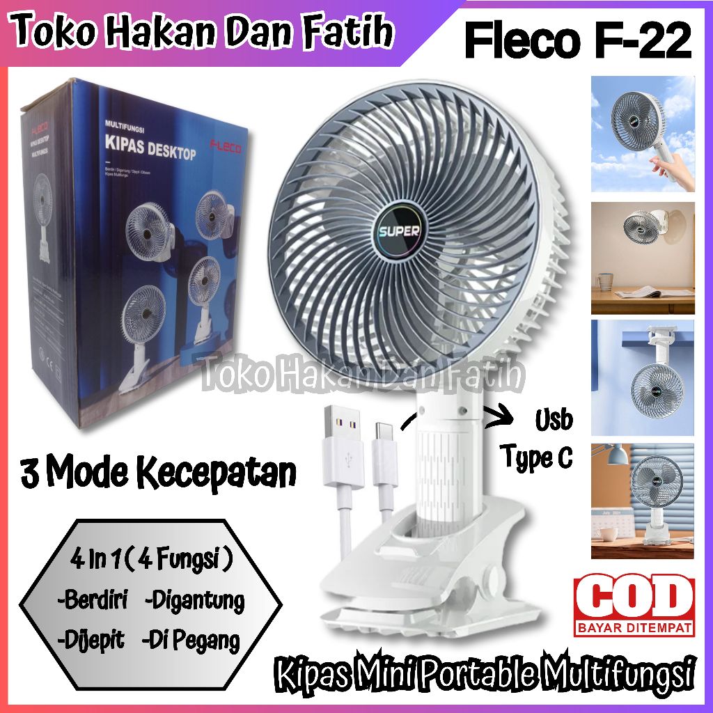 Jual Kipas Angin Portable Mini Meja Traveling Multifungsi 4In1 ( Kipas ...