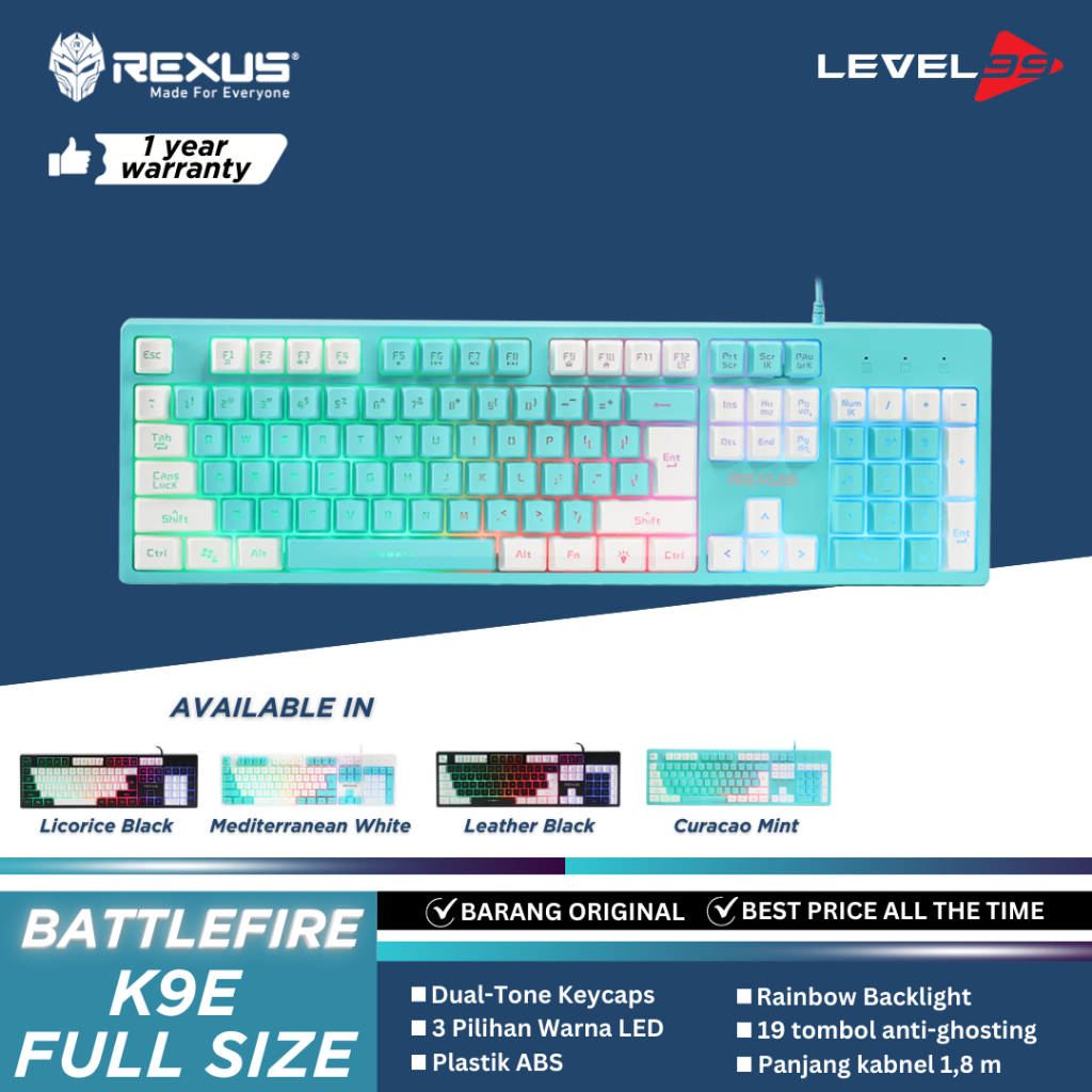 Jual Gaming Keyboard Rexus K9E Battlefire Full Size | Shopee Indonesia