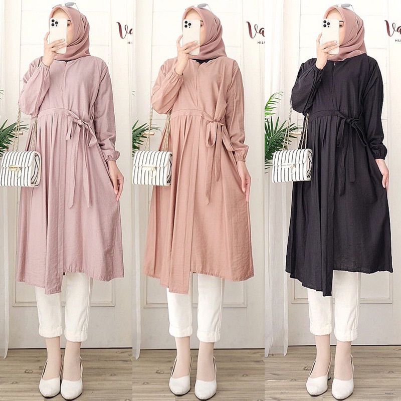 Jual AM - Intana Tunik Wanita LD110 / Long Tunik Wanita Busui Resleting ...