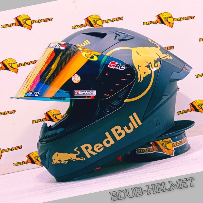 Jual Helm full face ALV Genesis black dof red-bull paket ganteng ...