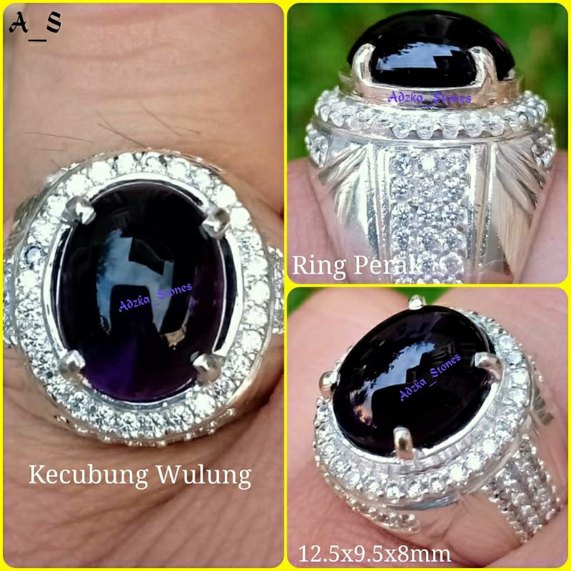 Jual Kecubung Wulung Pekat Kehitaman Kantoran Ring Perak | Shopee Indonesia
