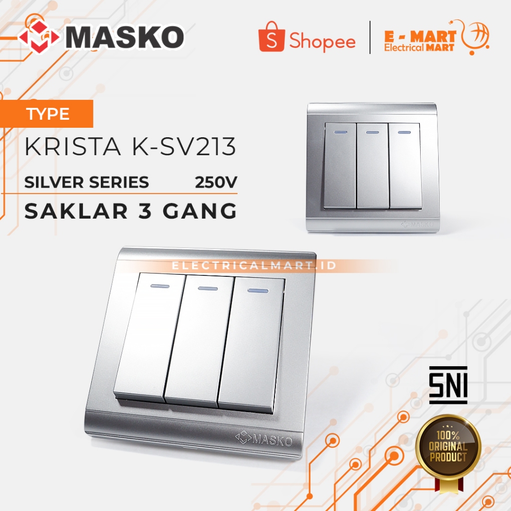 Jual MASKO KRISTA Silver Saklar Triple K-SV213 Cetekan Masko Minimalis ...