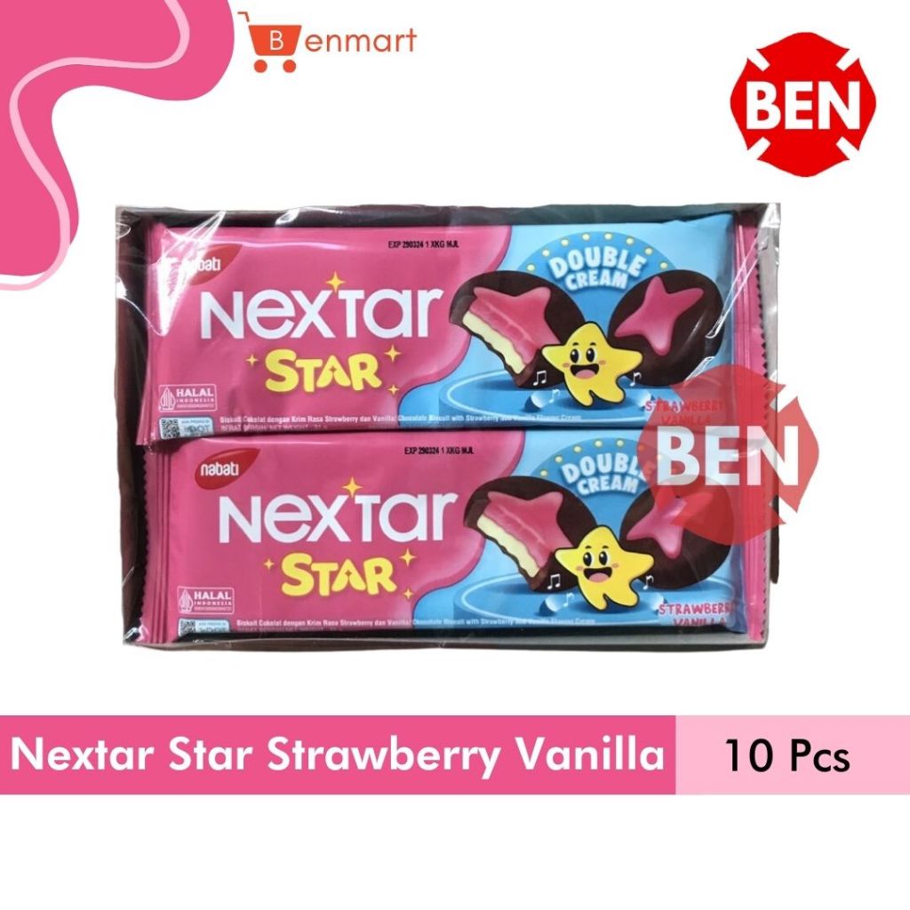 Jual Nabati Nextar Star Double Cream STRAWBERRY VANILLA 1 Box 10 ...