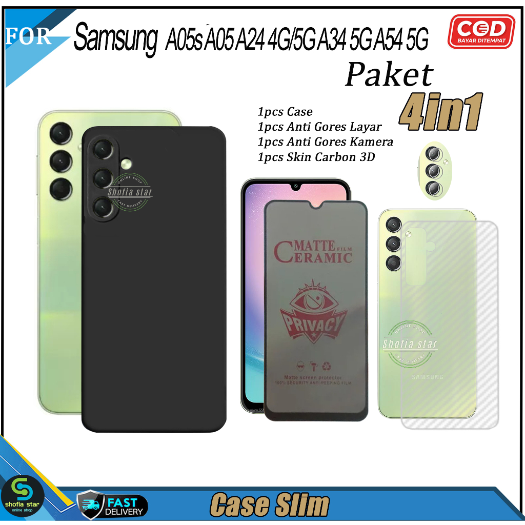 Jual Paket 4in1 Case Samsung A05S A05 A24 4G 5G A34 5G A54 5G A14 4G 5G M15 5G A35 5G A55 5G A13 ...
