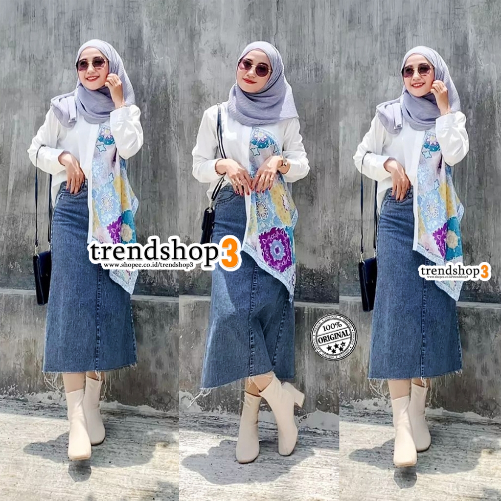 Jual Rok Jeans Span Premium Wanita Kekinian Kaki Gunting Melar Hingga ...