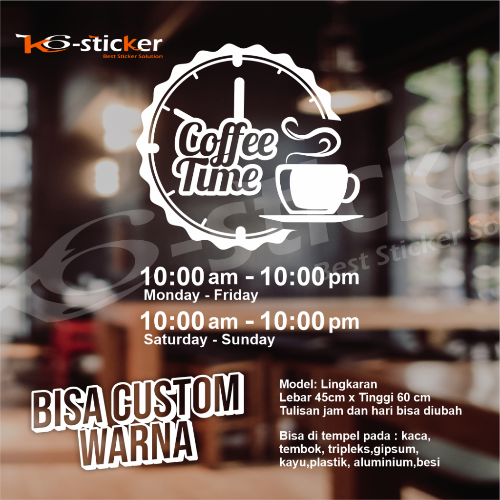 Jual Stiker Kaca Sticker Dinding Cafe Open Hour Jadwal Buka Tutup ...