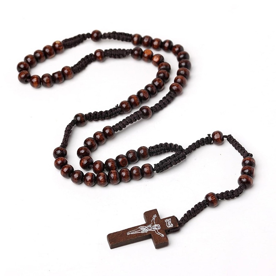 Jual Rosario Katolik Kayu Salib Maria Kalung Pria Wanita Tali Benang ...