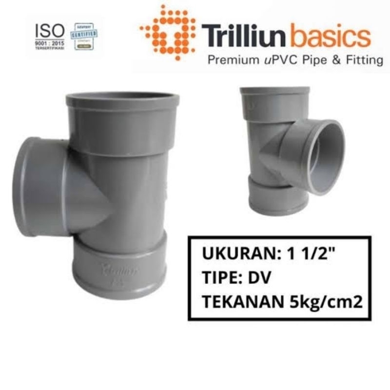 Jual Tee / T pipa 1 1/2 inch pvc Trilliun | Shopee Indonesia