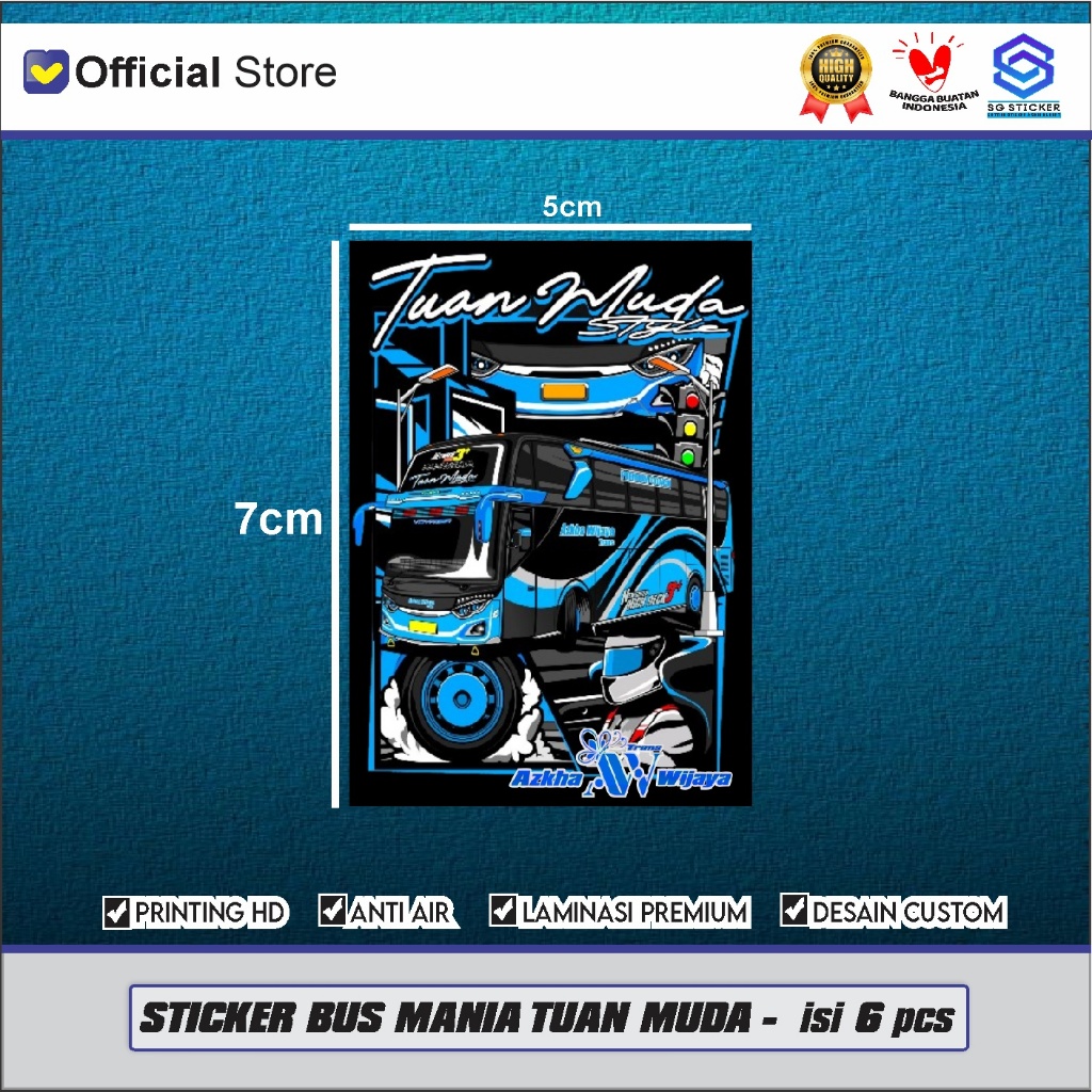 Jual Stiker Bus Mania Bus Tuan Muda Style Printing HD isi 6pcs | Shopee ...