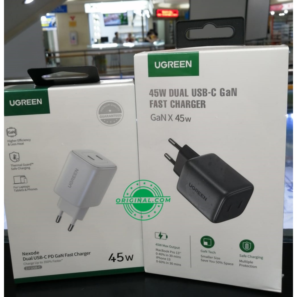 Jual UGREEN Adapter GAN 45W Dual USB-C Fast Charger | Shopee Indonesia