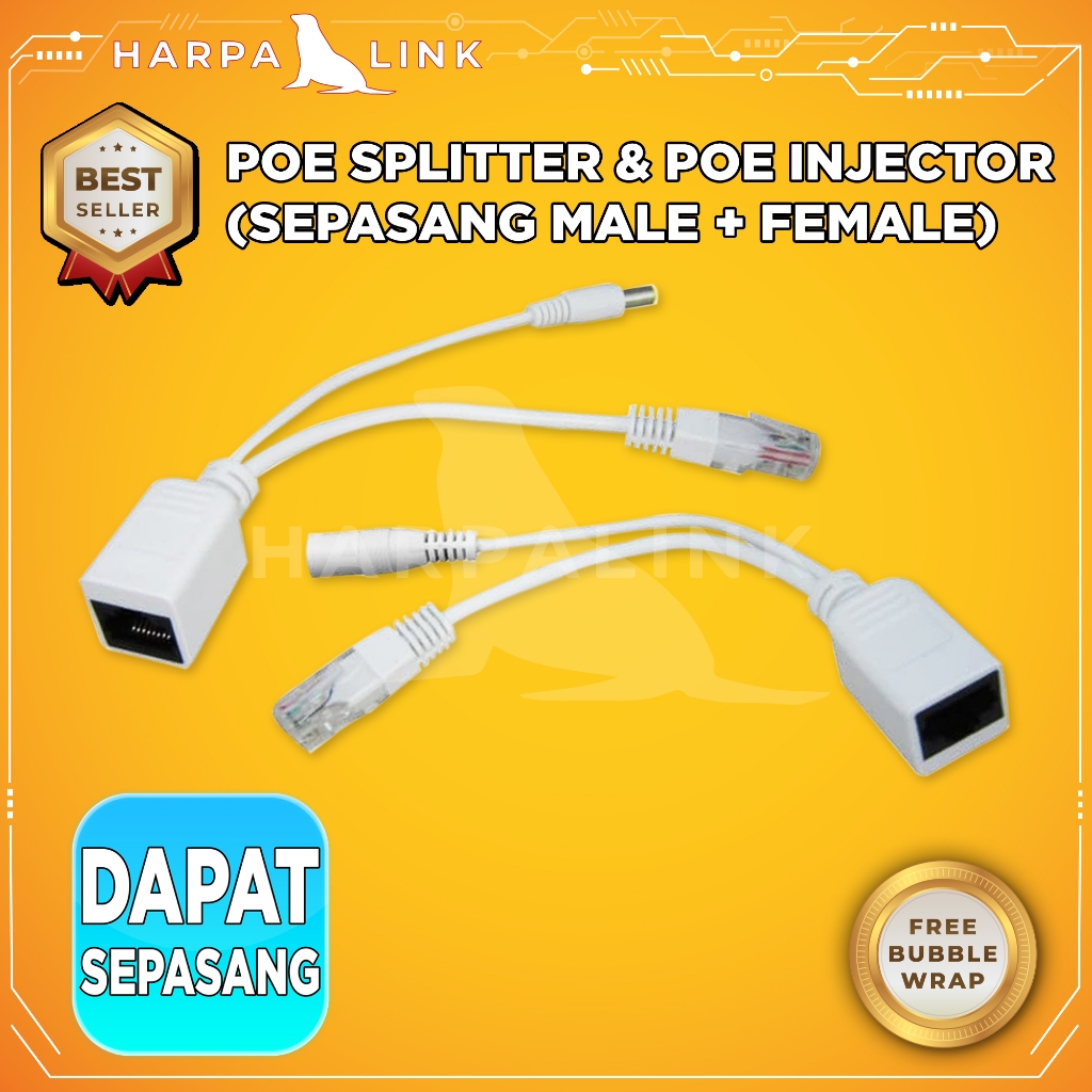 Jual Kabel POE Injector & POE Splitter Set Kabel POE Set White Putih ...