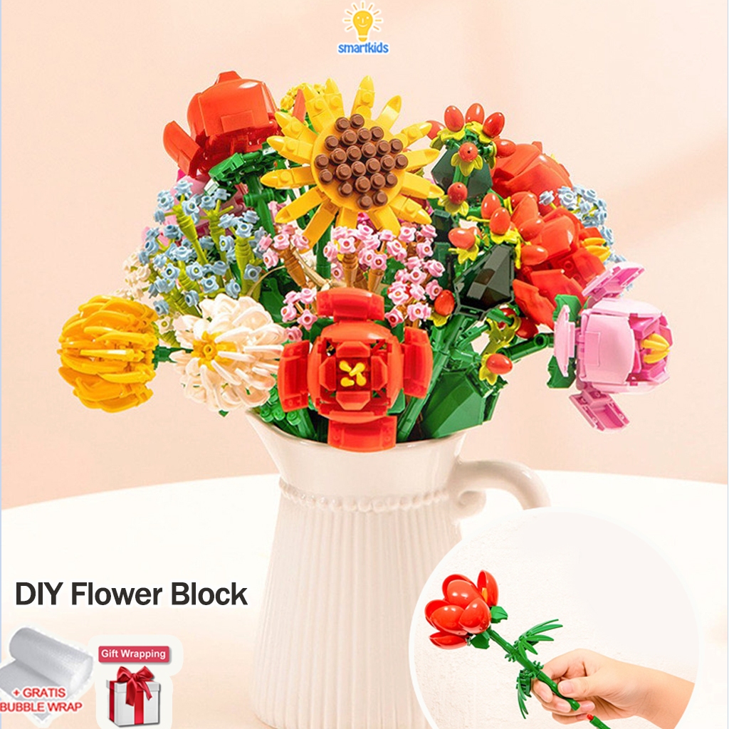 Jual Mainan Brick Balok Nano Block Susun DIY Flower Bouquet / Buket ...