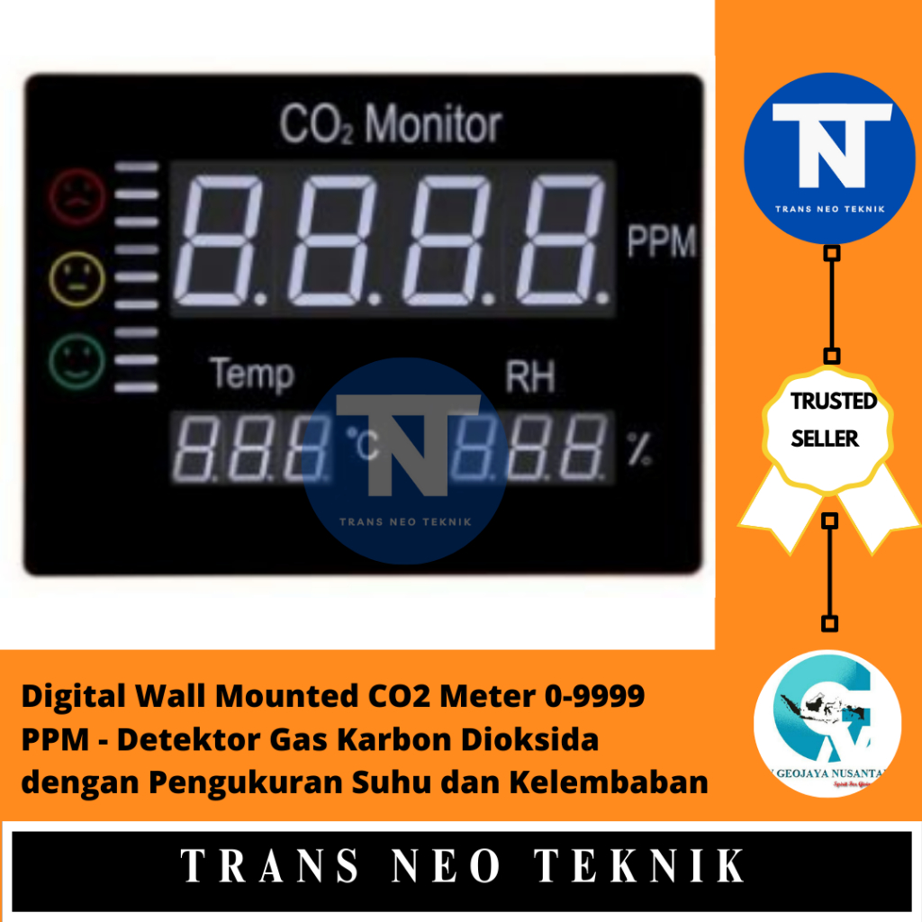 Jual Digital Wall Mounted CO2 Meter 0-9999 PPM - Detektor Gas Karbon ...