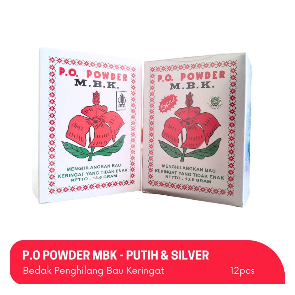 Jual Bedak P.O Powder MBK Putih / Silver 1 Box Isi 12 Pcs | Shopee ...
