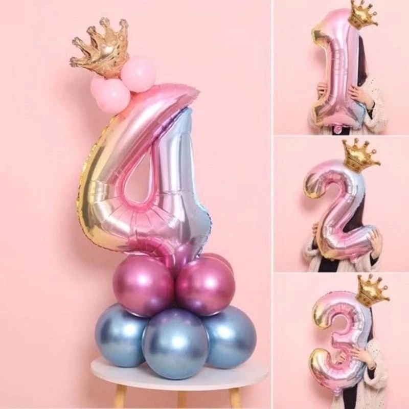 Jual Balon Angka Rainbow jumbo 80 cm | Shopee Indonesia