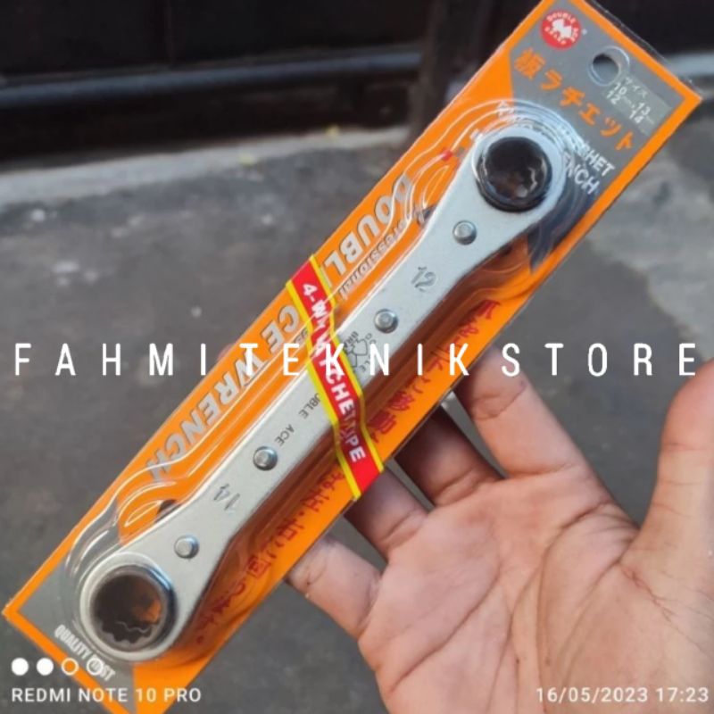 Jual 4 Way Rachet type Kunci Ring Rachet Kotrek Ganda 10 12 13 14 mm ...
