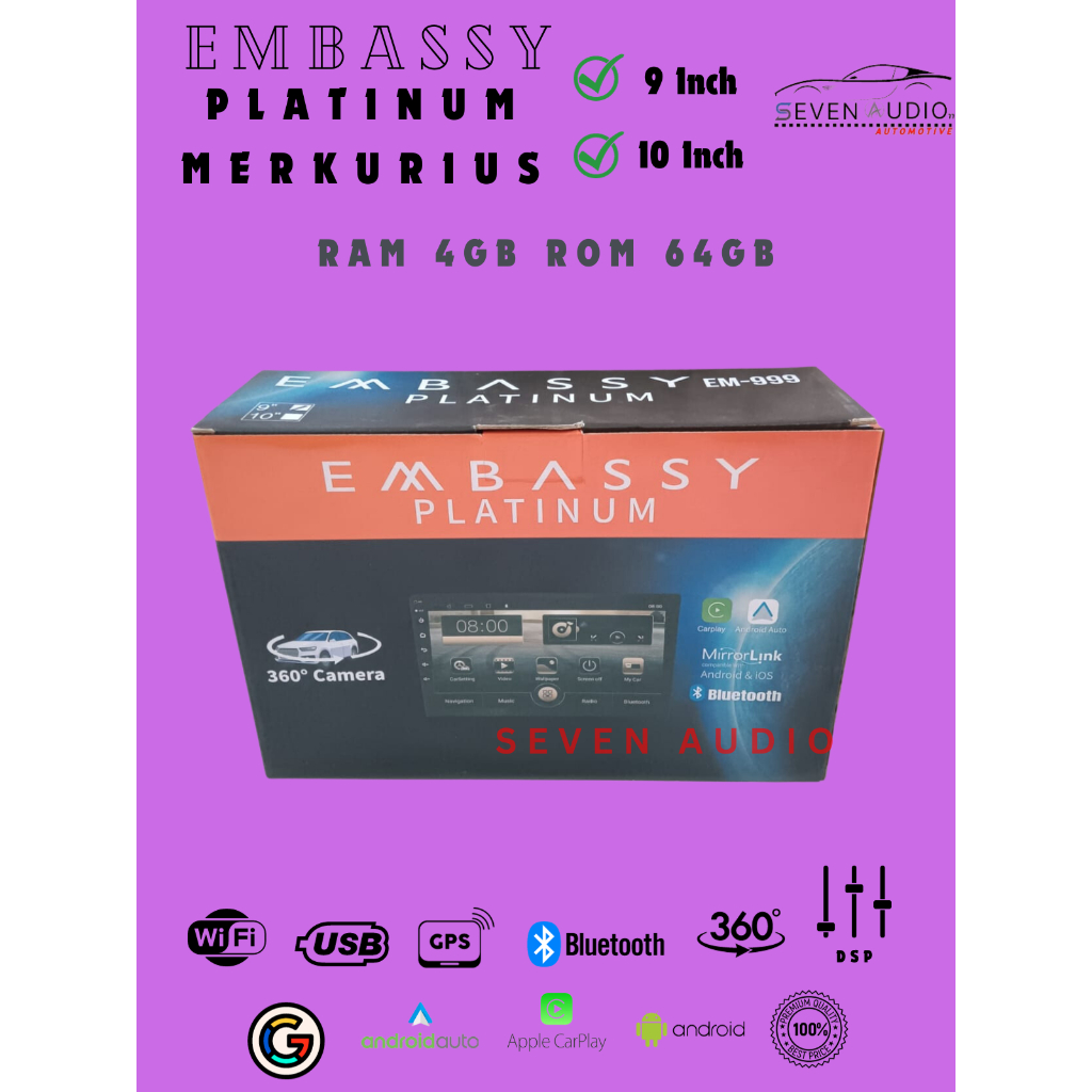 Jual Head Unit Android Embassy Merkurius 9 Inch Ram 4/64GB Carplay ...