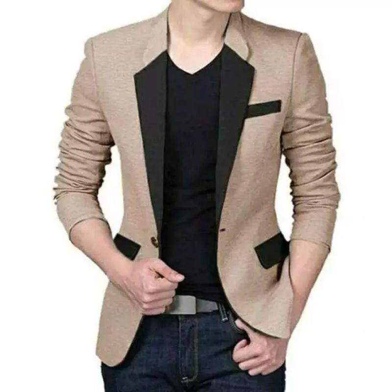 Jual jas blazer pria model matrik/jas pria kombinasi/jas pria gaya ...