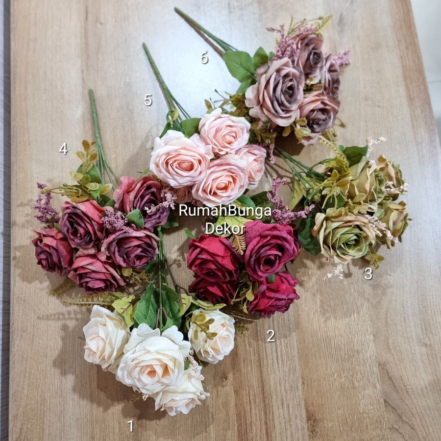 Jual Bunga Rose Mawar Artificial SJK ( Ada 6 Warna ) | Shopee Indonesia