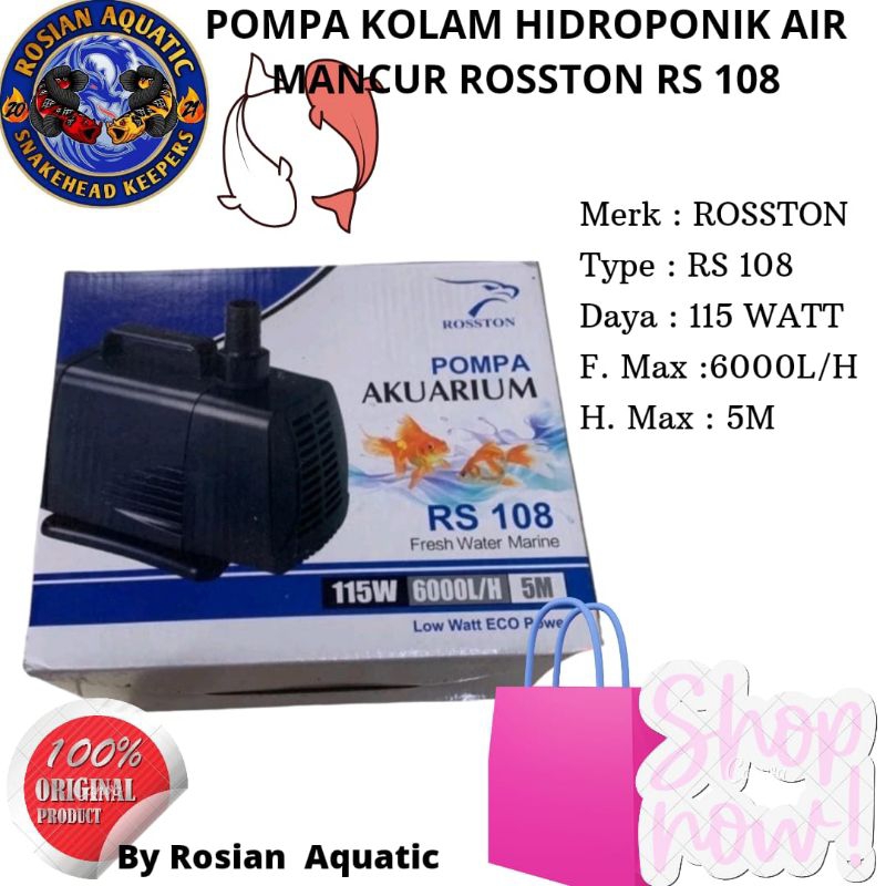 Jual Pompa Kolam Air Mancur Hidroponik ROSSTON RS 108 | Shopee Indonesia