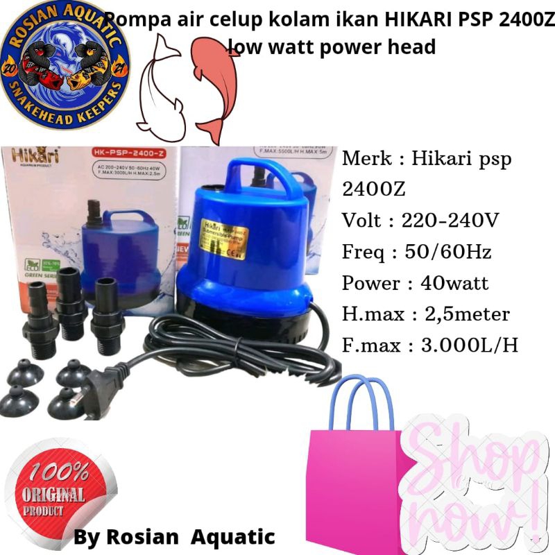 Jual Pompa air celup kolam ikan HIKARI PSP 2400Z low watt power head ...