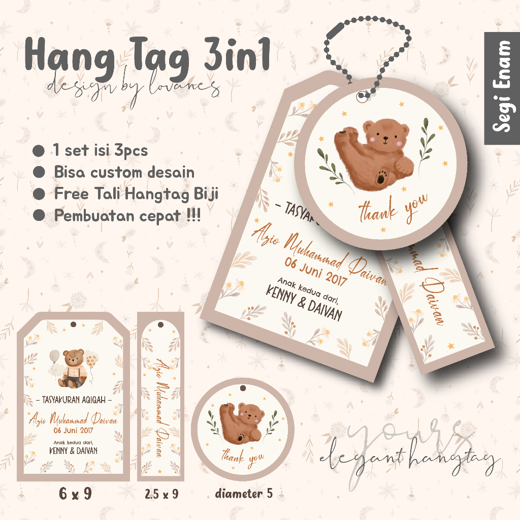 Jual Hangtag 3in1 / Hangtag Souvenir Hampers / Hang Tag Birthday Ulang ...