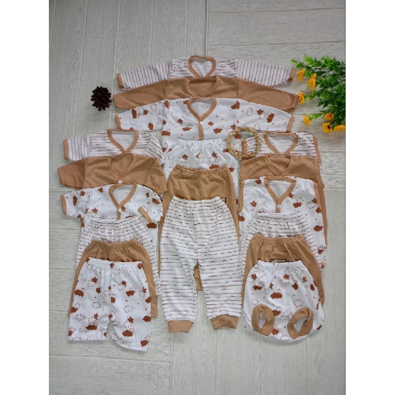 Jual paket hemat newborn seri motif awan warna cream isi 19 pcs ...