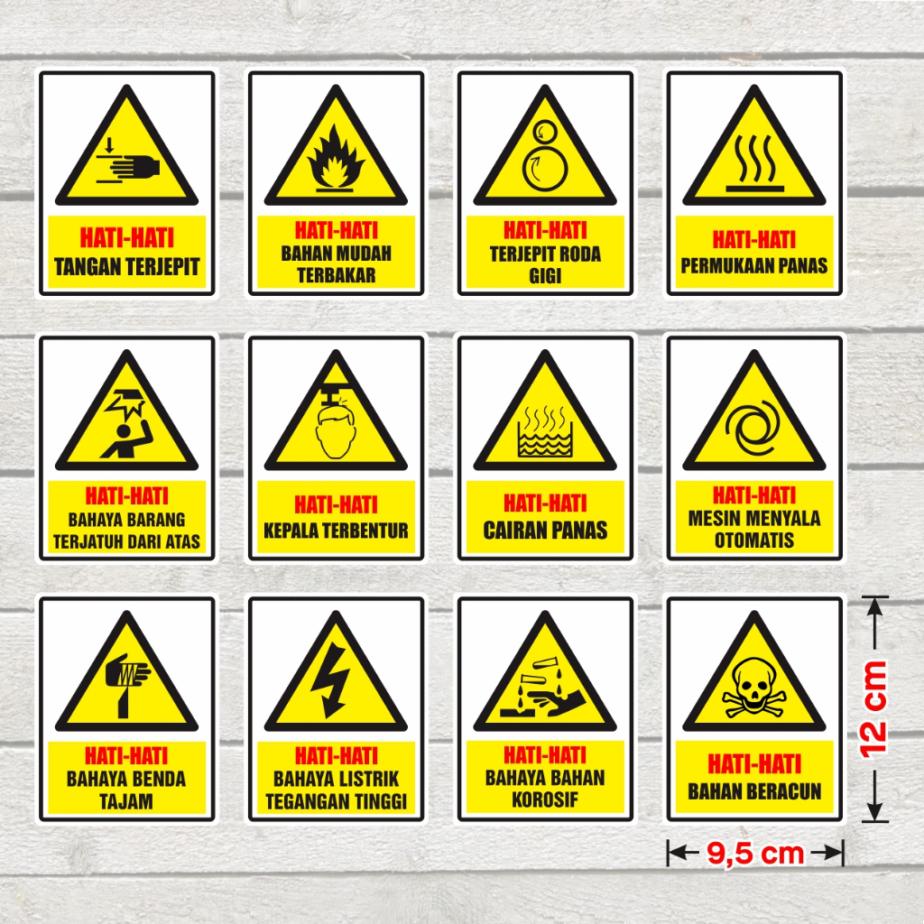 Jual Sticker K3 Keselamatan & Kesehatan Kerja Stiker Hati-hati 12 x 9,5 ...
