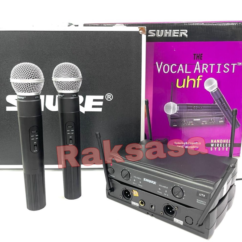 Jual Mic Wireless Shure UT4 ut 4 2Pegang mic Free Hardcase/Koper aluminium - Hitam | Shopee ...