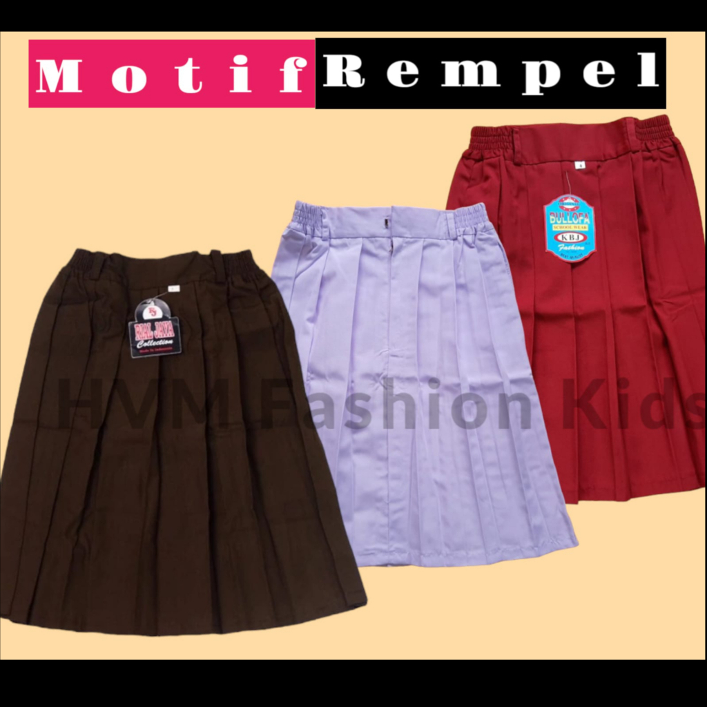 Jual Rok Pendek Sekolah SD Perempuan MERAH PUTIH COKELAT Pramuka Rok Pendek Rempel Lipit Merah ...