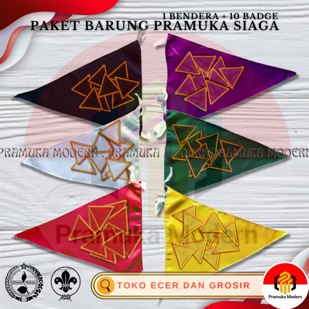 Jual paket hemat bendera & tanda barung (1 bendera + 10 badge) pramuka ...