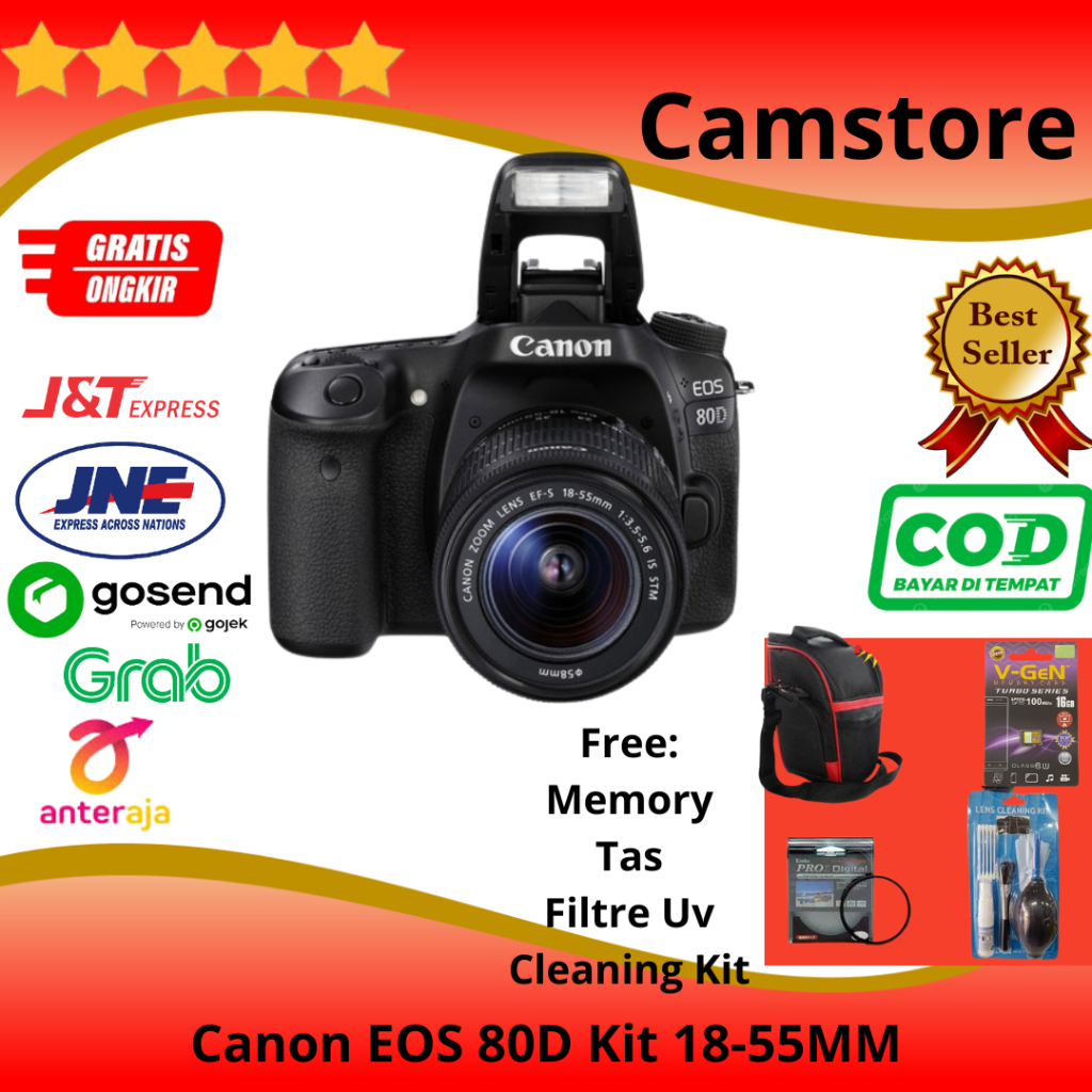 Jual CANON EOS 80D / CANON 80D KIT 18-55MM IS WIFI / KAMERA CANON DSLR ...