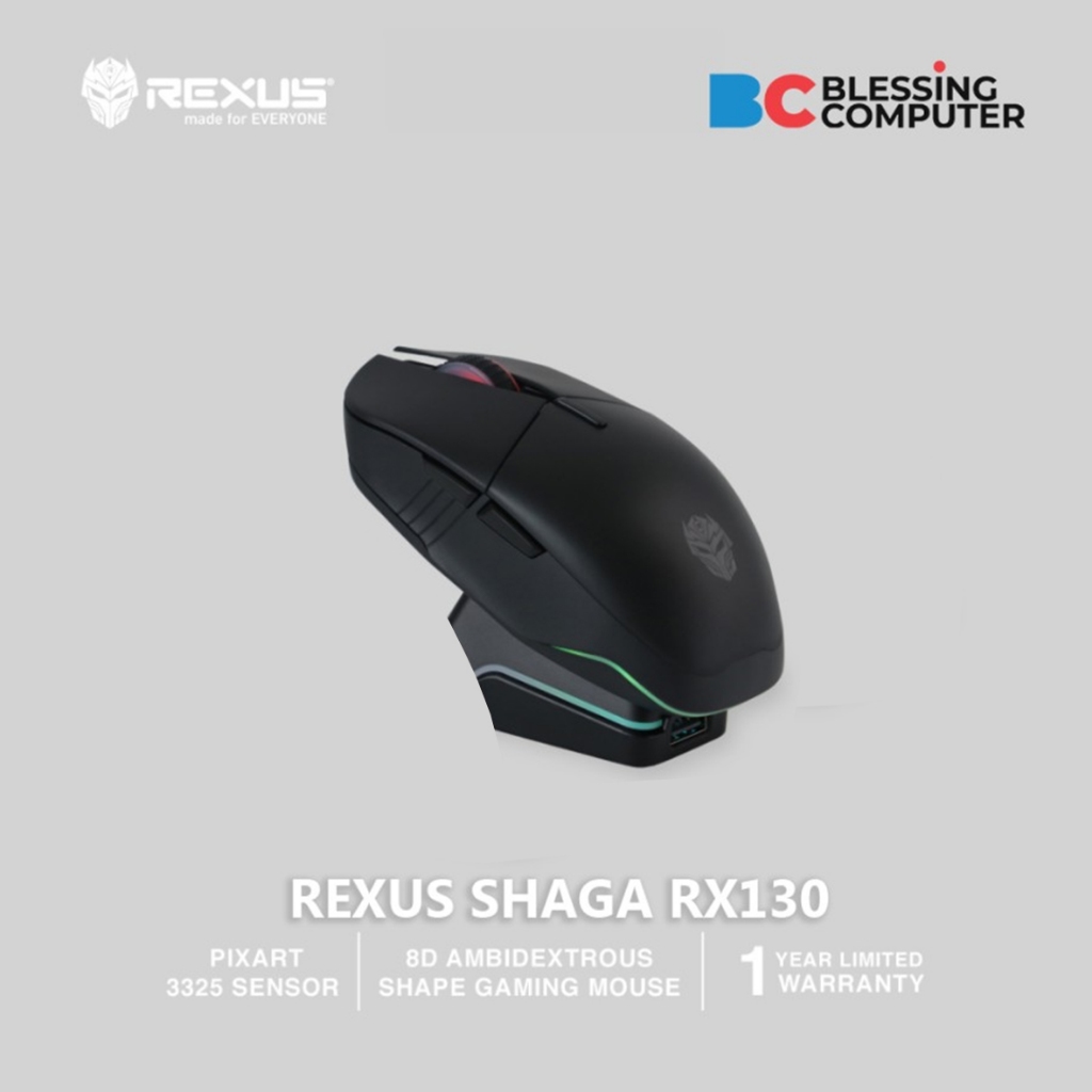 Jual Mouse Wireless REXUS SHAGA RX130 DOCK CHARGER BLACK | Shopee Indonesia