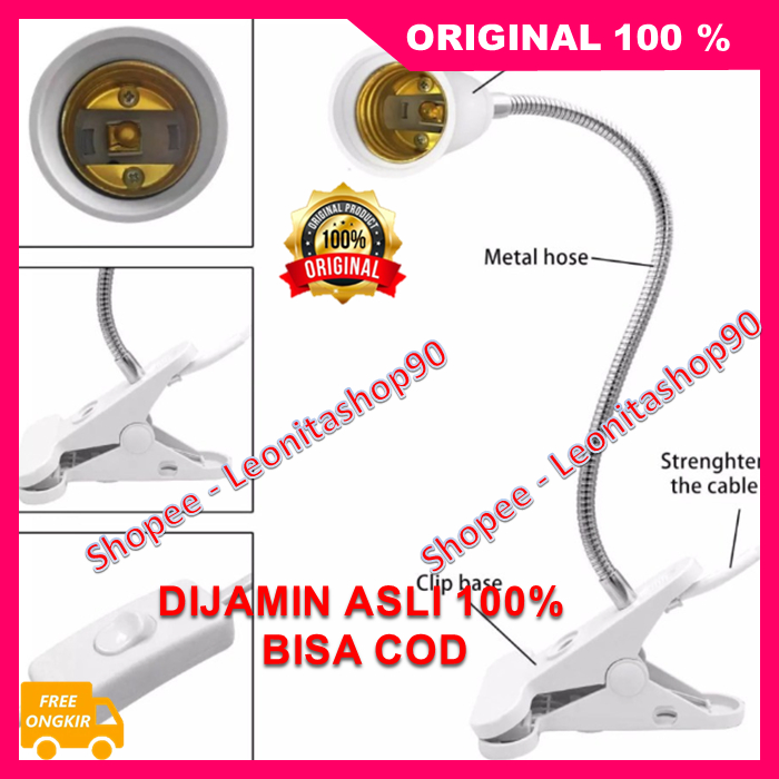Jual Kap Lampu Meja Jepit Clamp Fitting Fleksible Fitting Lampu Belajar ...