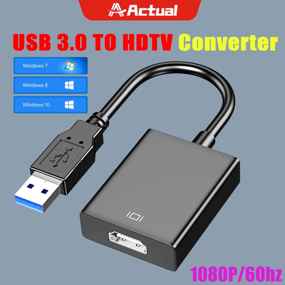 Jual Actual【COD】Kabel USB 3.0 To HDTV Converter Adapter/ USB 3.0 To ...