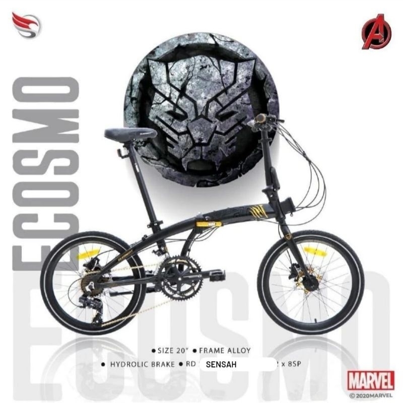 Jual Sepeda Lipat 20 Element Ecosmo Z8 Black Panther Special Edition ...