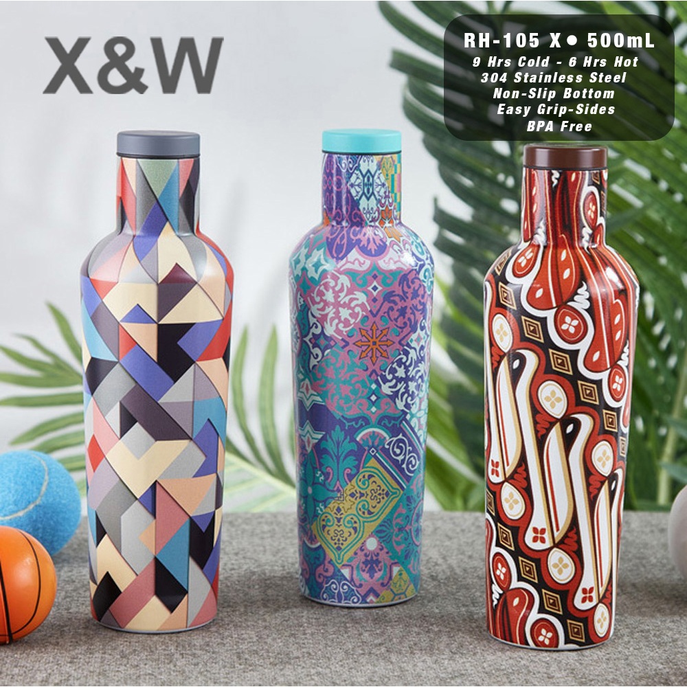 Jual X&W Botol Minum Termos RH-105 X Tumbler Motif Batik Vacuum Flask ...