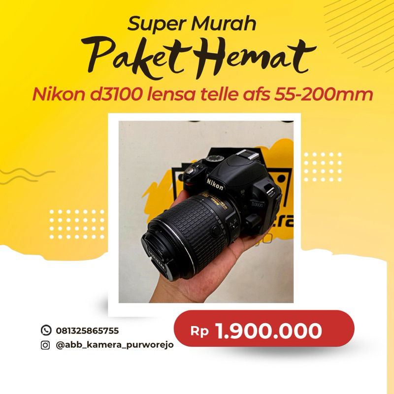 Jual NIKON D3100 LENSA TELLE AFS 55-200MM | Shopee Indonesia