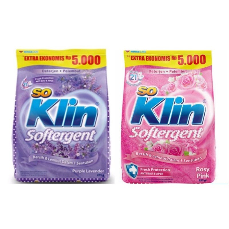 Jual So Klin Softergen 215gr - Kemasan Ekonomis Detergen + Softener 5 ...