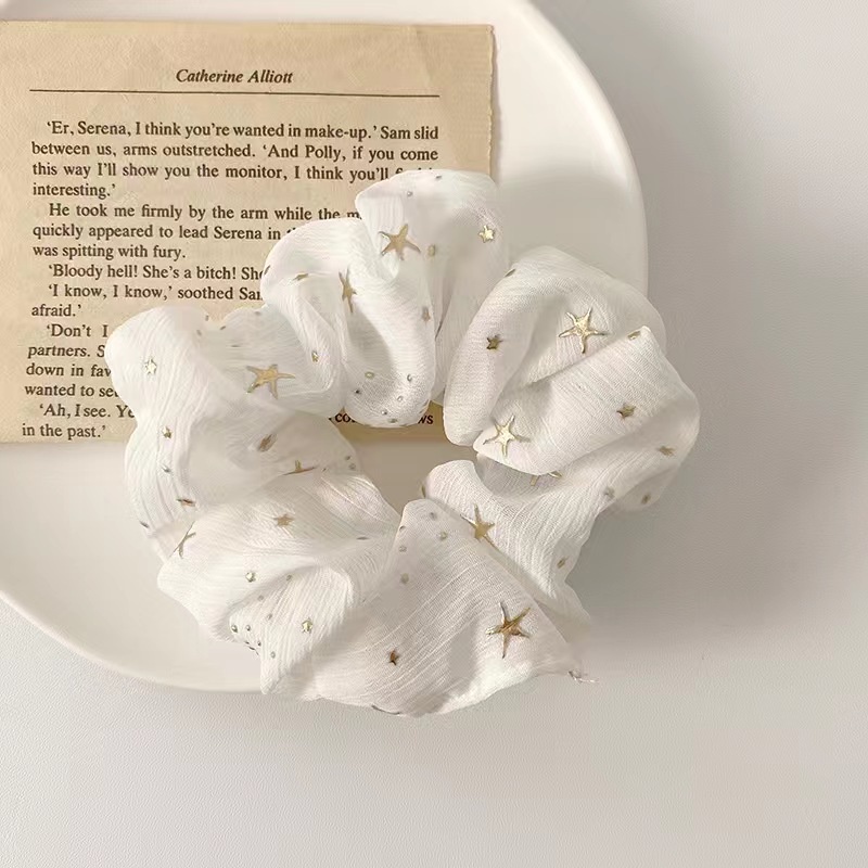 Jual ED - IKAT RAMBUT SCRUNCHIE KOREA MOTIF BINTANG / KUNCIRAN RAMBUT ...