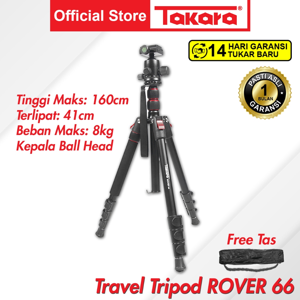 Jual Takara ROVER 66 Professional Compact 2 in 1 Traveller Tripod ...