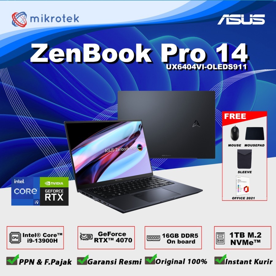 Jual ASUS Zenbook Pro 14 i9 13900H 16GB 1TB SSD RTX4070 UX6404VI-OLEDS911 | Shopee Indonesia