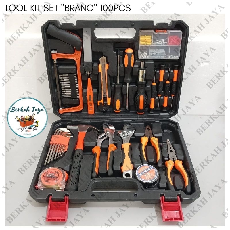 Jual TOOL KIT SET 100PCS BRANO Box Cover Plastik | Toolset | Toolbox ...