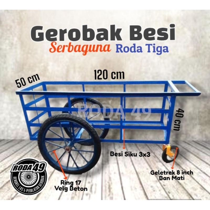 Jual Gerobak Dorong Rangka Besi Serbaguna Ukuran 120x50x40cm | Shopee ...