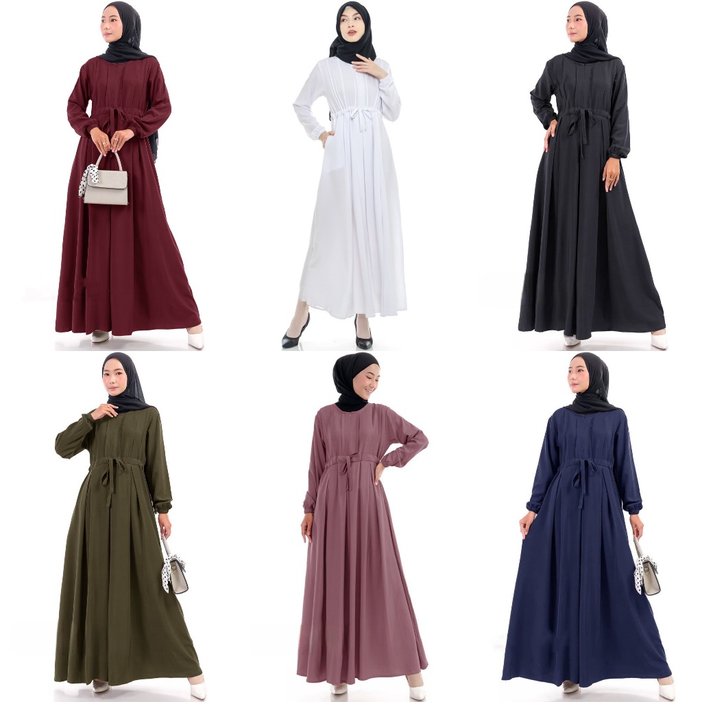 Jual Melia Dress Gamis Polos Original Shakila Premium Resleting Depan ...