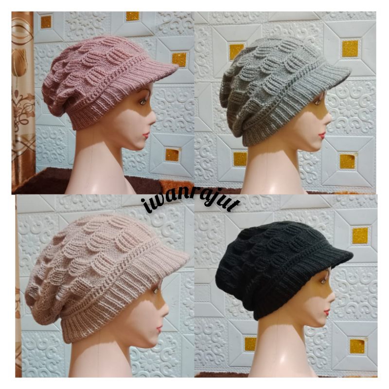 Jual ciput topi rajut model kotak super tebal | Shopee Indonesia