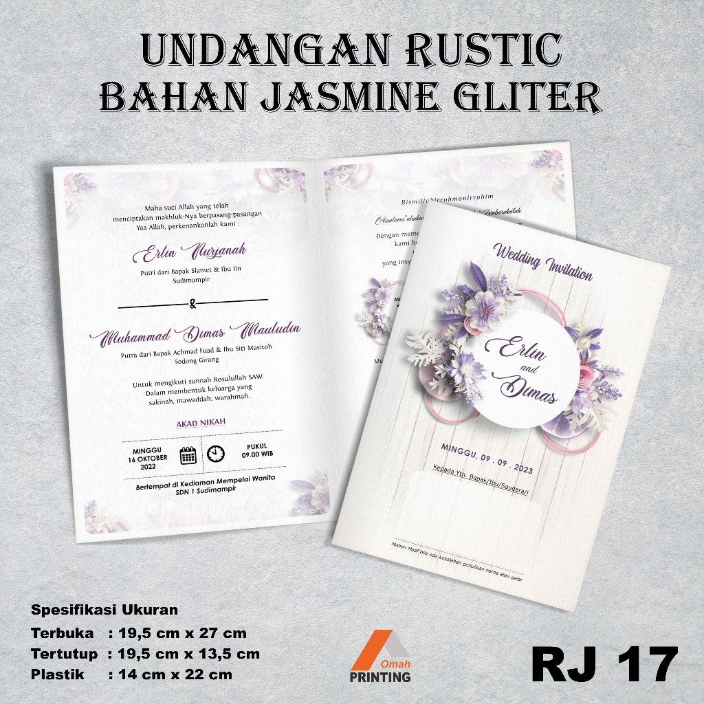 Jual UNDANGAN PERNIKAHAN JASMINE RJ 17 /undangan MURAH undangan rustik ...