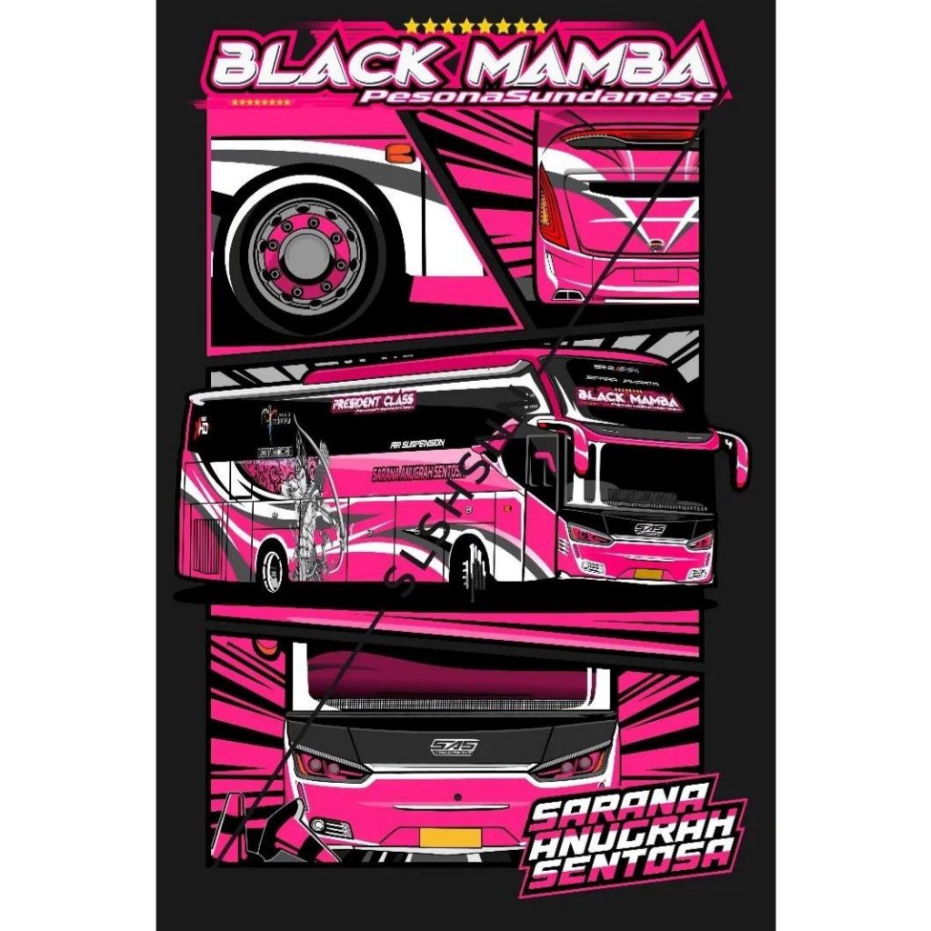 Jual Stiker Bus Mania Bus Artis Basuri Black Mamba Laser Sticker ...