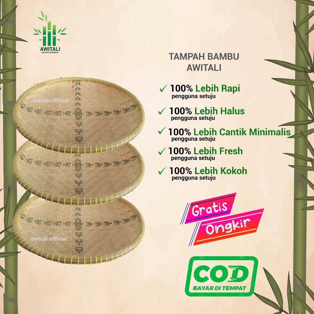 Jual Nyiru Kecil 30cm Tampah Bambu Kecil 35cm Nampan Anyaman Bambu ...