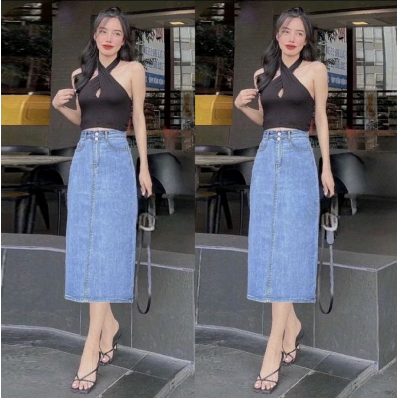 Jual Hengvyshop ~ CARLA SKIRT ROK HW HIGHWAIST CARGO ROK DOUBLE BUTTON / DENIM / ROK JEANS / ROK ...